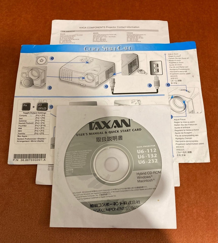 TAXAN U6-132 Projector XGA Portable Projector with case, cables & CD ...