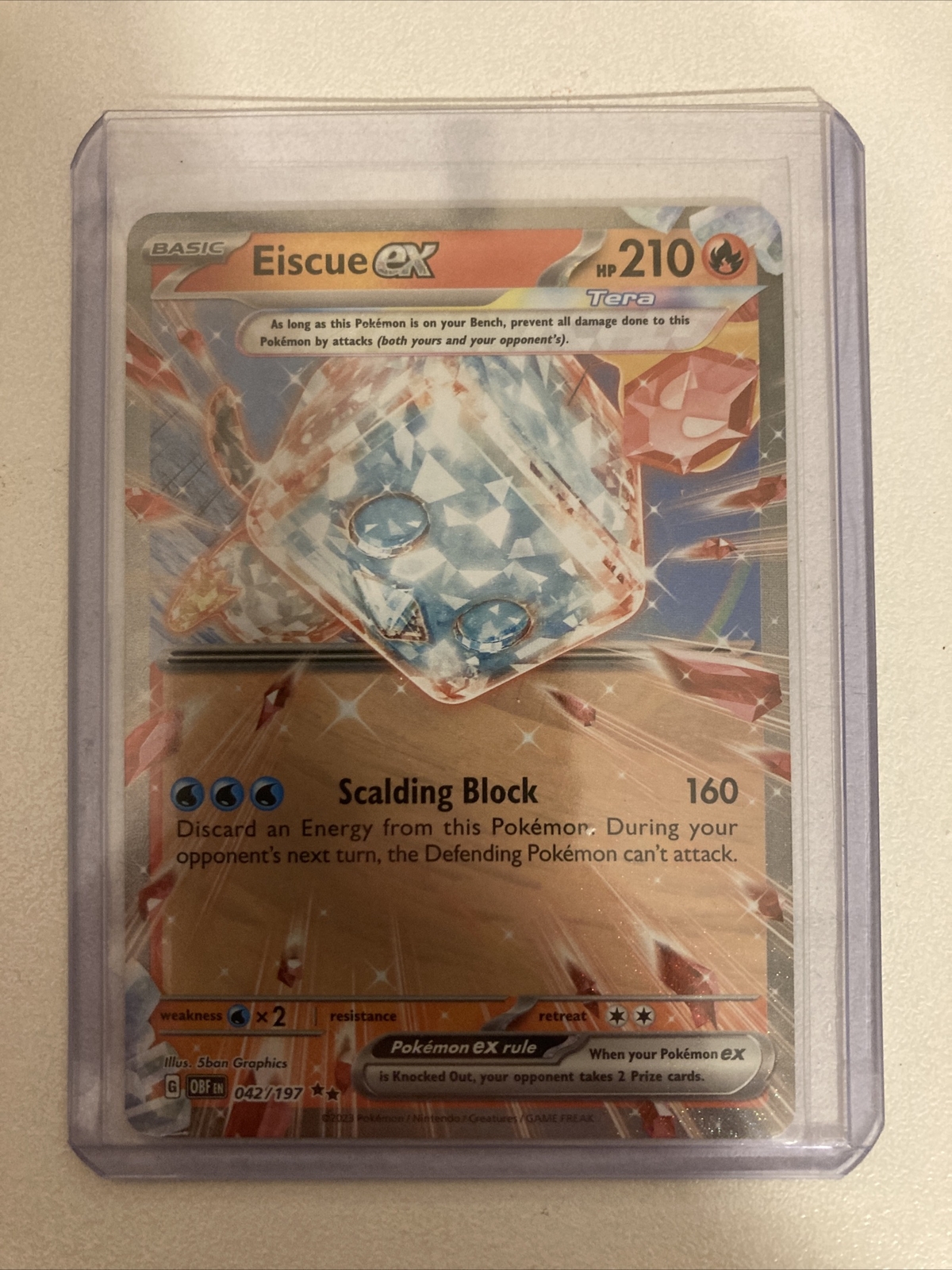 Eiscue ex 042/197 Double Rare Holofoil Obsidian Flames Pokemon TCG Mint ...