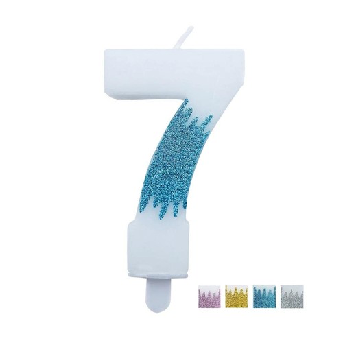 Glitter Blue Number 7 CandleBirthday Cake Candle Sparkly for ...