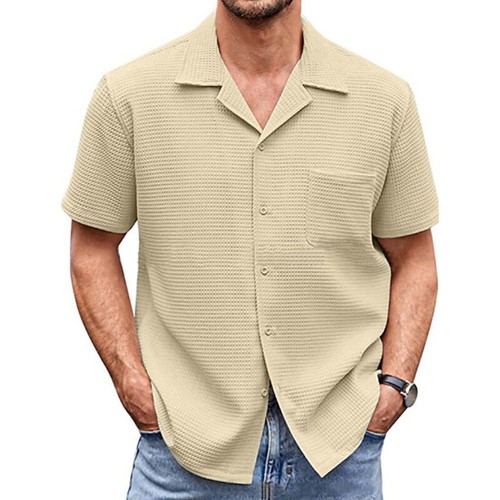 Men Button Down Summer Shirts Tops Hawaiian Holiday Short Sleeve Mens ...