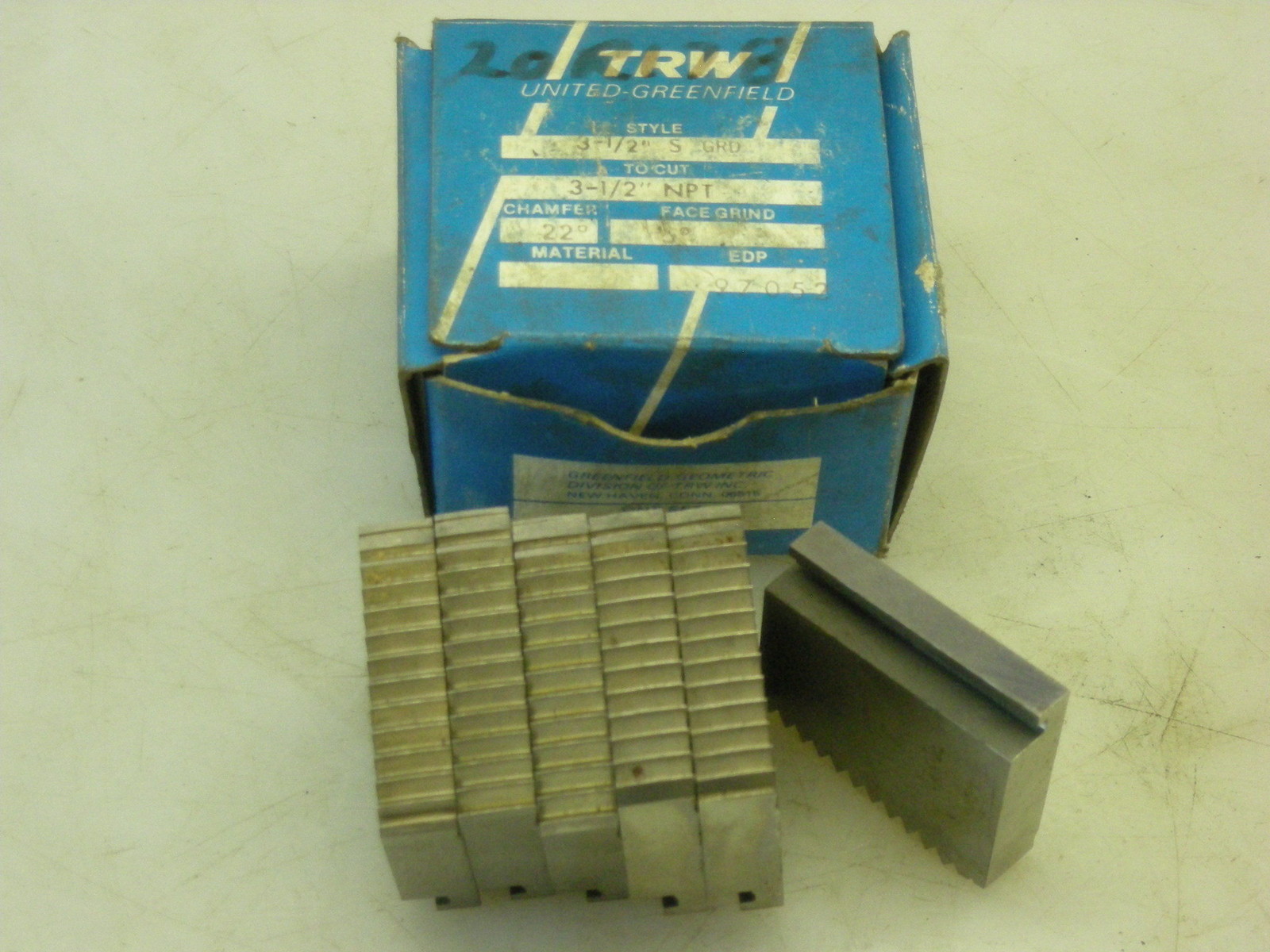 Set of 6 TRW Thread Chasers 3-1/2" NPT 3-1/2" S GRD 22 deg cham 5 deg ...