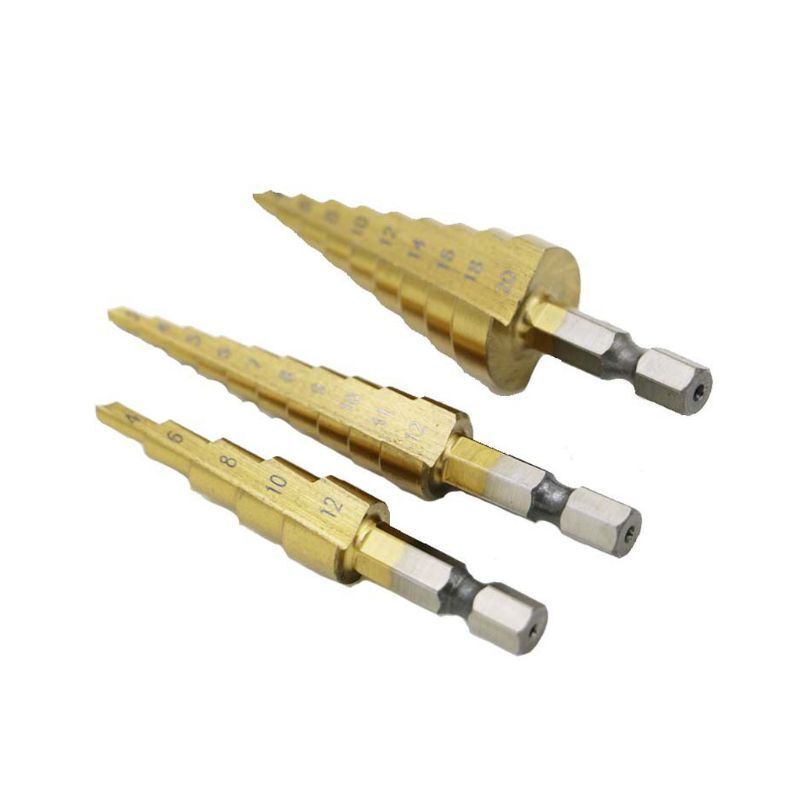 3-12mm 4-12mm 4-20mm Step Cone Drill Bit Hexagonal Shank Speed Steel ...