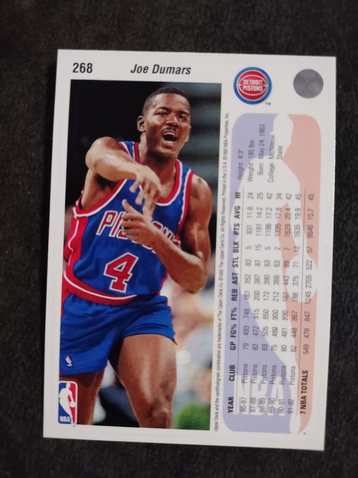 1992-93 Upper Deck Basketball Card Joe Dumars Detroit Pistons #268 | eBay