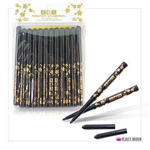 12 x BLACK EYELINER TWIST-UP PENS WATERPROOF WHOLESALE JOB LOT UK ...