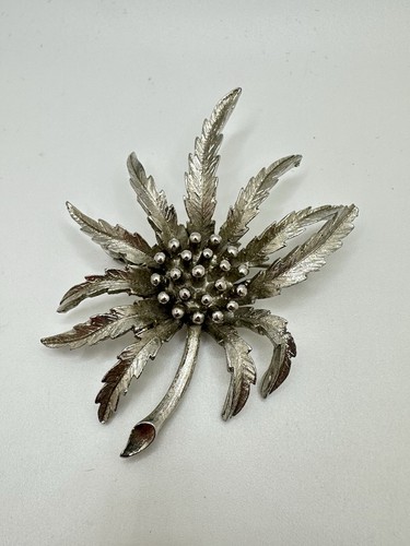 VTG Boucher? UnSigned Silver Tone Flower Brooch Pin Estate Sale Atomic ...