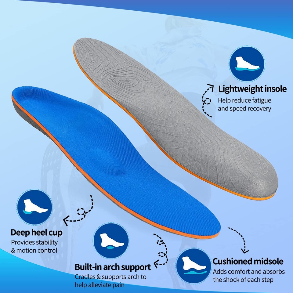 Full Length Orthotic Shoe Insoles Classic with Arch Support Unisex ...