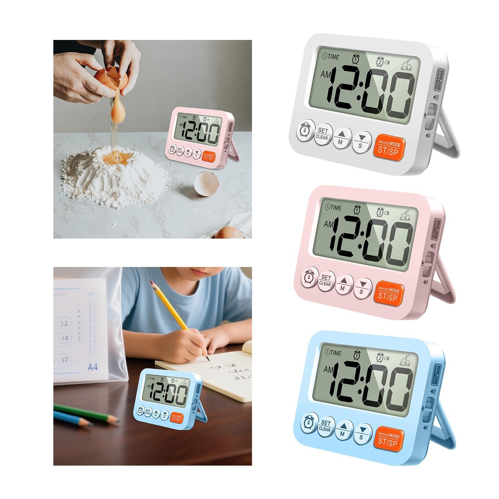 Digital Alarm Clock Timer Small Desk Clock Large LCD Screen for ...