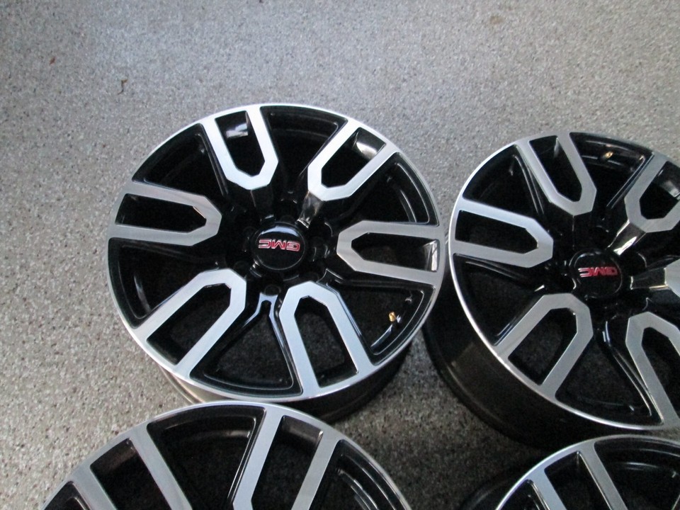 20" GMC CHEVY 1500 FACTORY OEM WHEELS RIMS SET BLACK MACHINED AT4 | eBay
