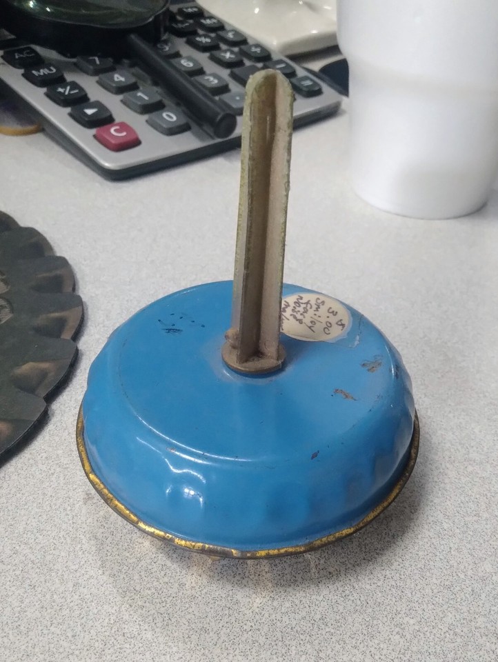 Vintage US Metal Toy happy smile smiley face Round Shaker Rattle ...