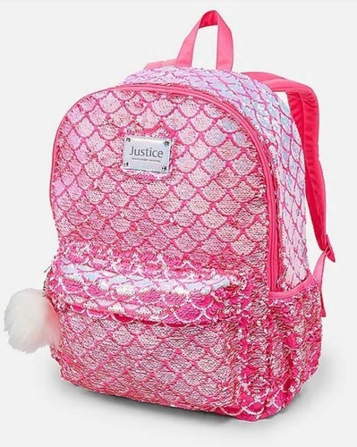 Justice Girls Mermaid Scales Flip Sequin Sequins Backpack School Book ...