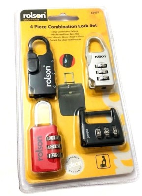 PACK OF 4 Rolson SMALL COMBINATION LUGGAGE LOCKS PADLOCK SUITCASE LOCK ...