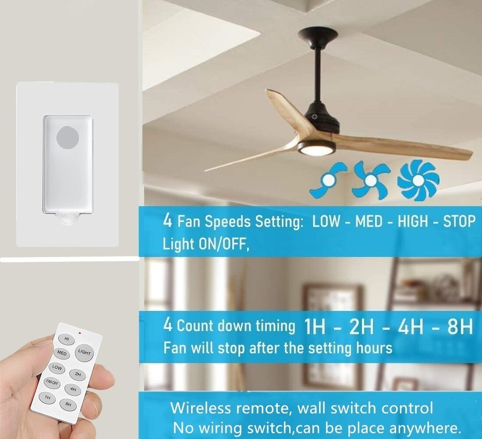 Nexete Smart Wi-Fi Ceiling Fan & Light Remote Control Kit Alexa Google ...