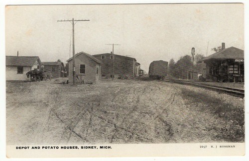 Vintage Sidney Michigan Train Depot & Potato Houses Real Photo Postcard ...