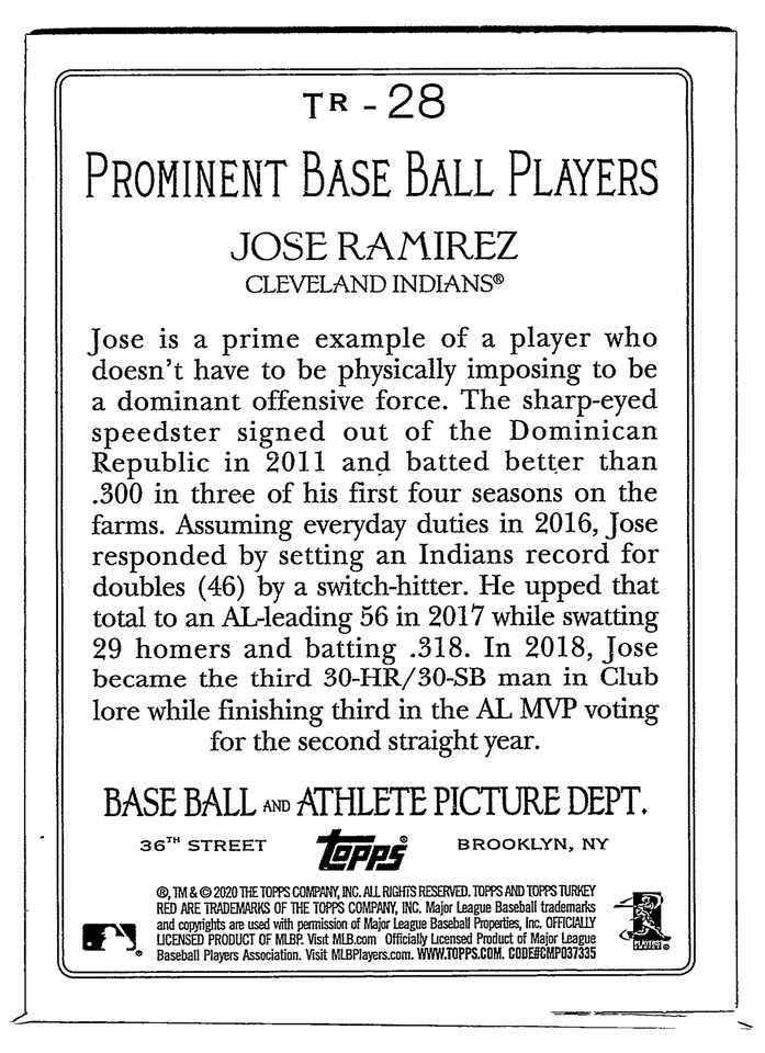 2020 Topps #TR-28 Jose Ramirez Turkey Red 2020 10A | eBay