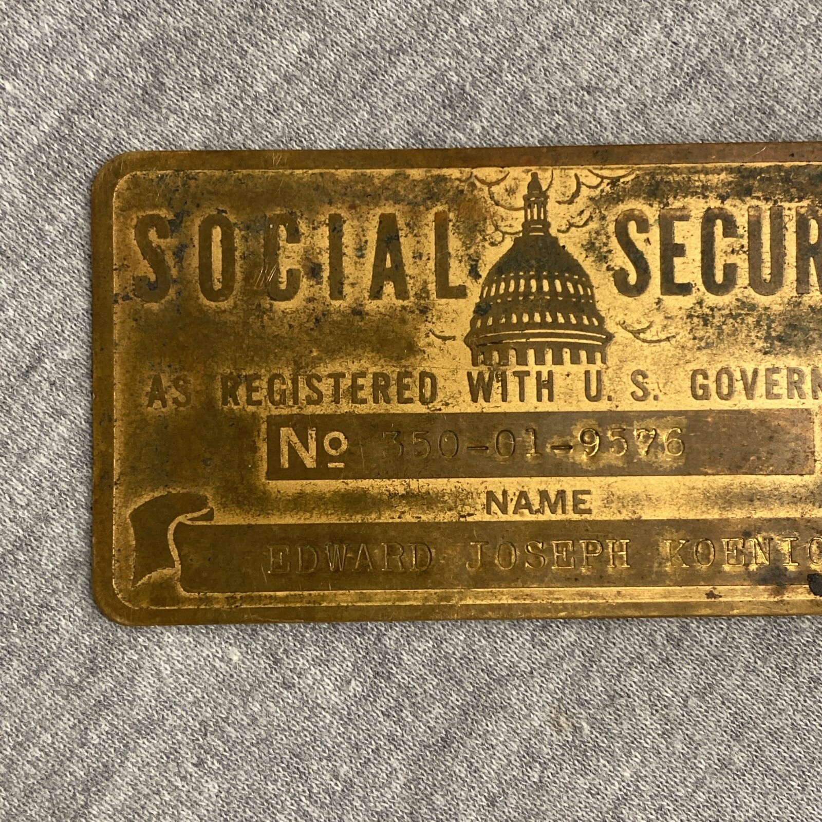 Vintage Metal Social Security ID Card - Stamped | eBay