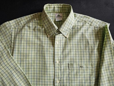 Lacoste Men's Size 44 Dress Shirt, Plaid, Green, Cotton | eBay