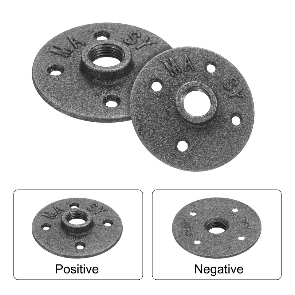 2 Pack Industrial Iron Floor Flange 1/2 inch Wall Mount Pipe Fittings ...