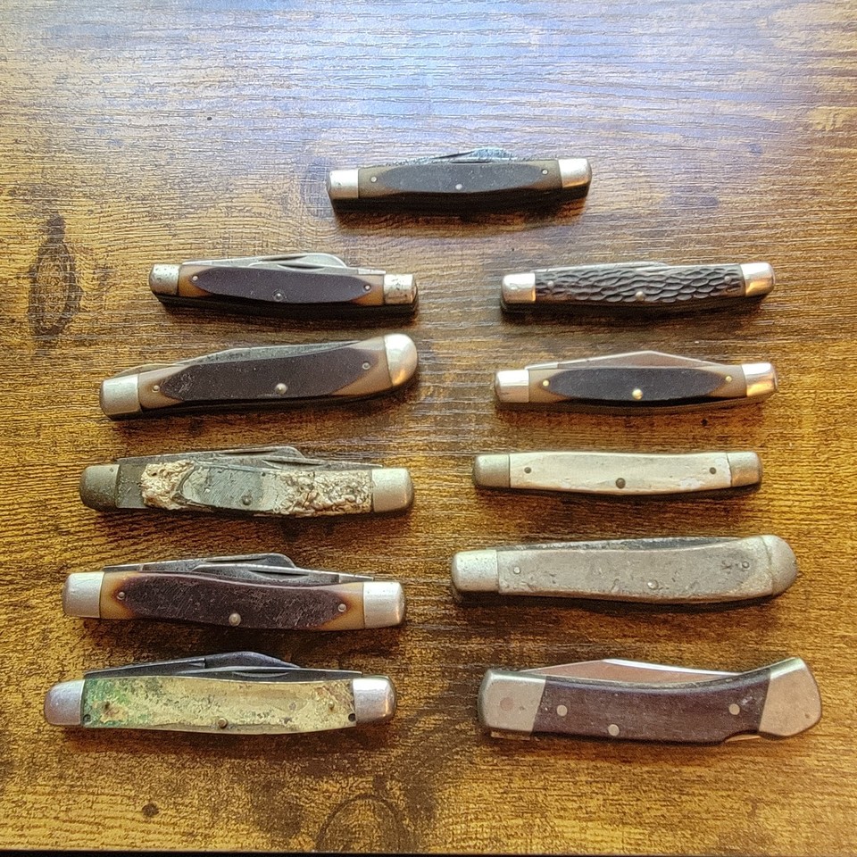 Lot Of 11 Schrade Old Timer Knives Made In USA 8OT 194OT 33OT LB5 34OT ...