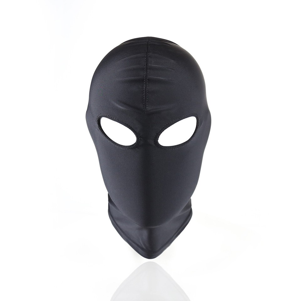 Black Face Mask Elastic Breathable Open Eyes Mouth Spandex Costume Hood ...