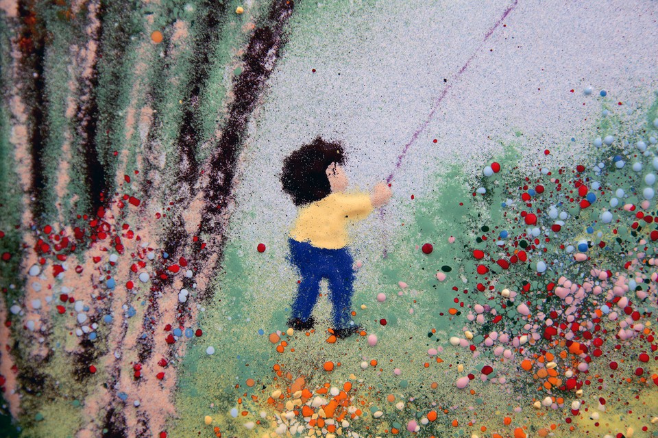 Louis Cardin Oil on Copper depicting Children and Balloons in Landscape ...