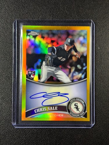 CHRIS SALE 2011 TOPPS CHROME BASEBALL #205 ROOKIE GOLD REFRACTOR AUTO ...