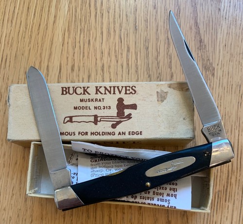 RARE PATTERN ON BACK BUCK 313 MUSKRAT KNIFE NEVER USED IN BOX N11 | eBay