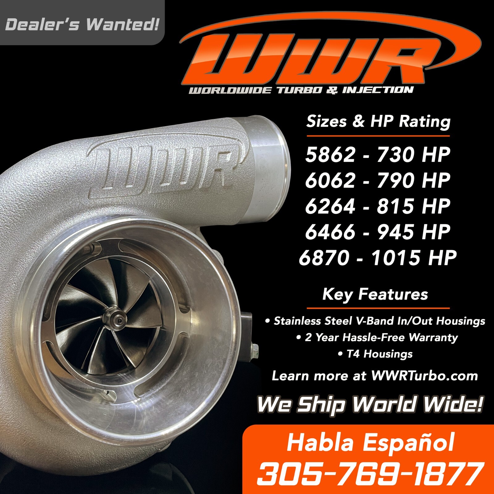 WWR 6266 DUAL BALL BEARING TURBO STAINLESS STEEL V BAND HOUSING .82 | eBay
