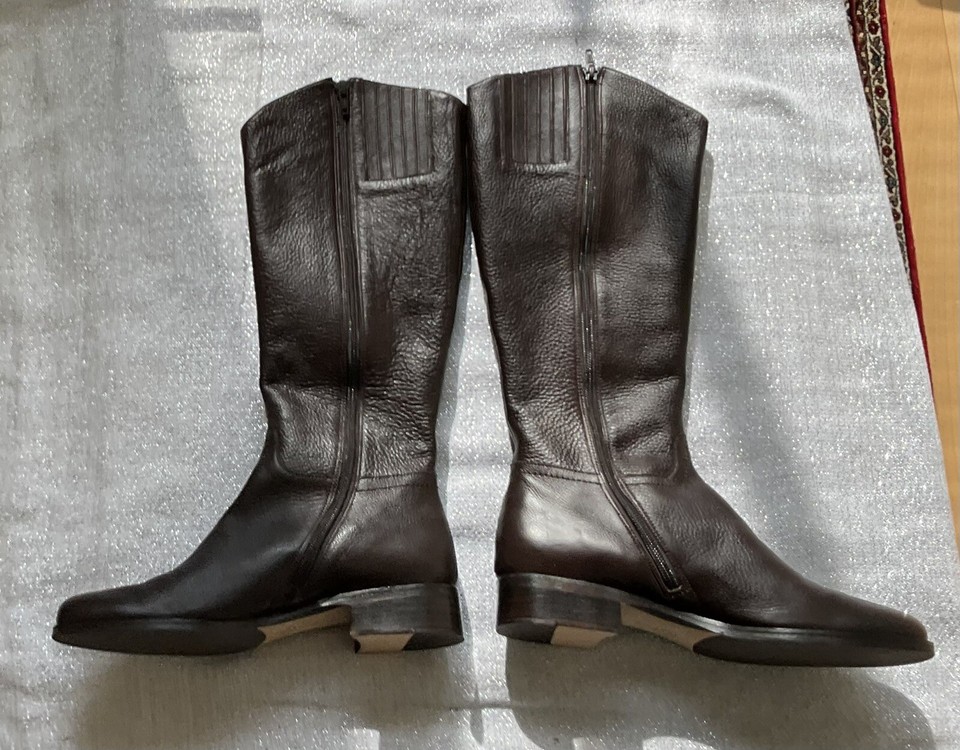 New NIB Vaneli Zabel Dark Brown T.Moro Calf Leather Knee High Boots Zip ...