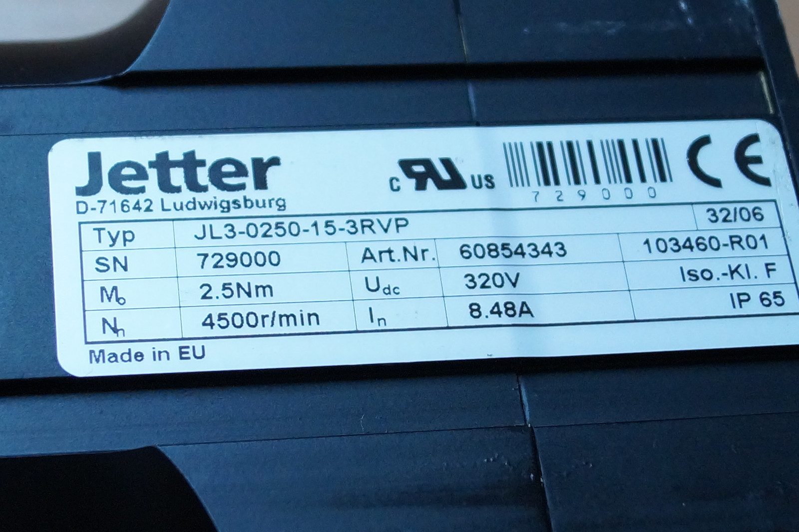 Jetter JL3-0250-15-3RVP 320Volt 4500r/min Art.-Nr: 60854343 | eBay.de