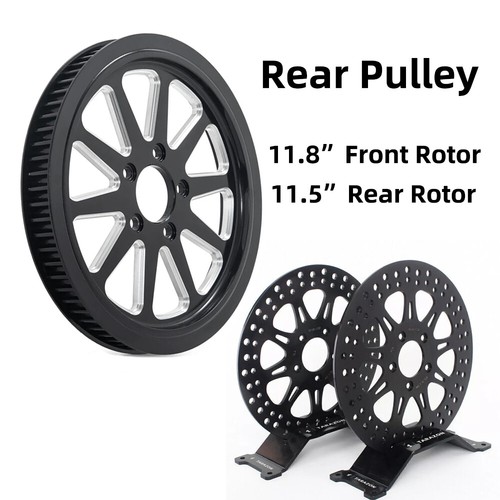66T 1" Spoke Rear Pulley Rotors for Harley Dyna Street Bob Low Rider ...
