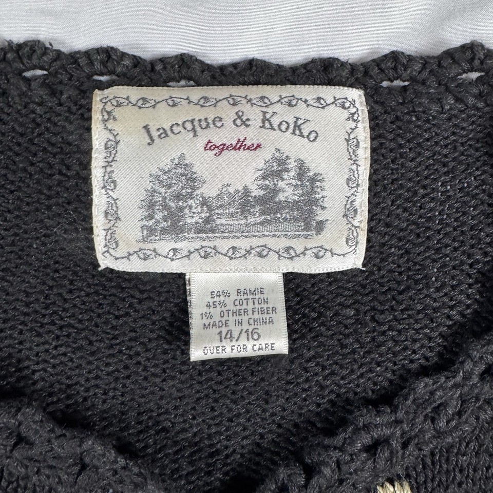 Vintage Jacque Koko Floral Embroidered Beaded Black Cardigan Sweater ...