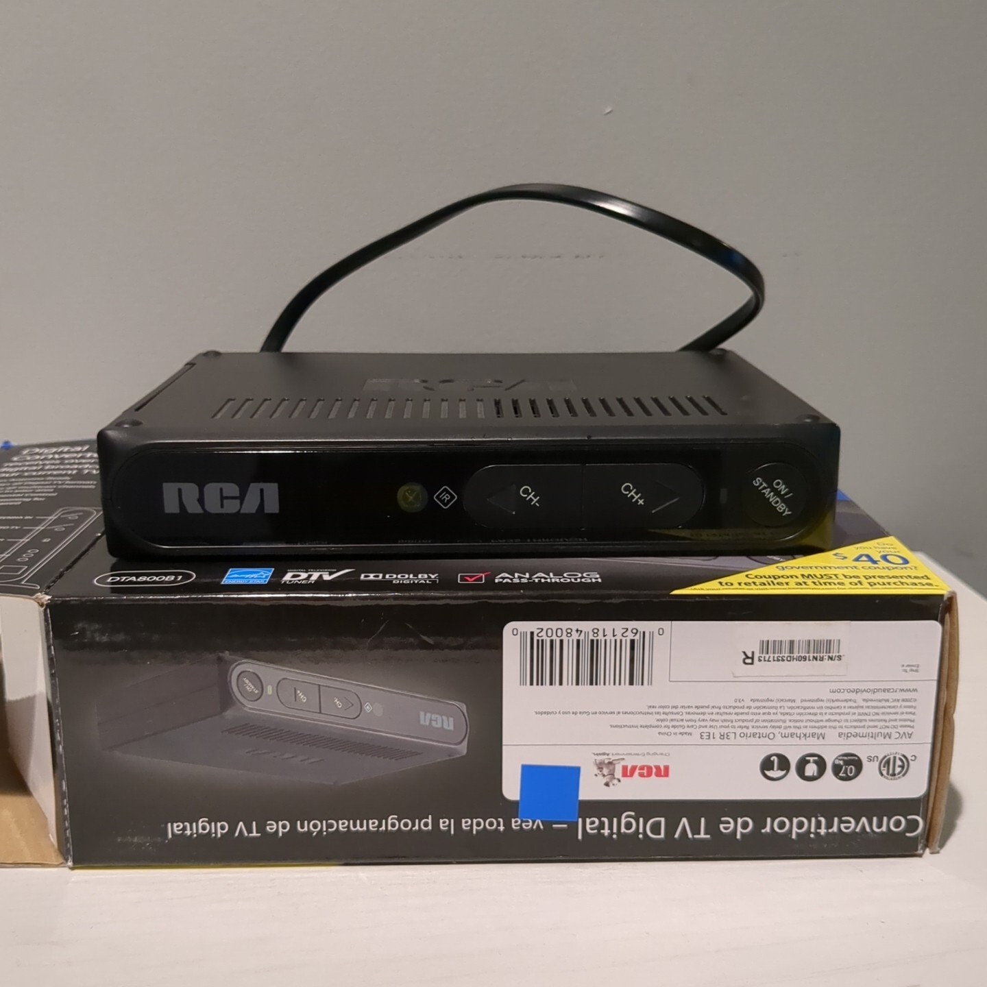 RCA Digital-to-Analog TV Converter Box DTV Tuner NO REMOTE w/ Power ...