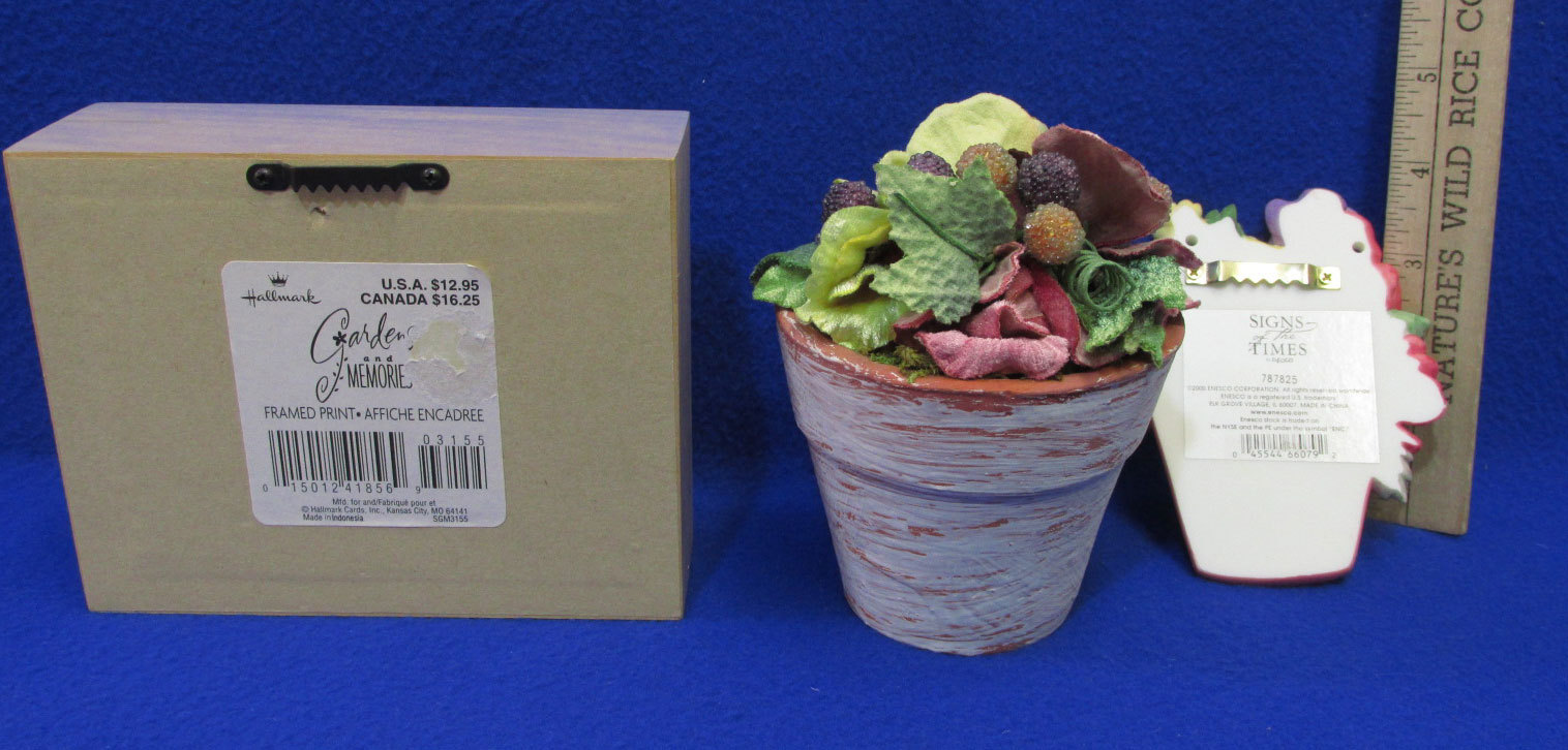 Enesco Hanging Flower Decor Floral Clay Pot & Spring Shadow Box Mothers ...