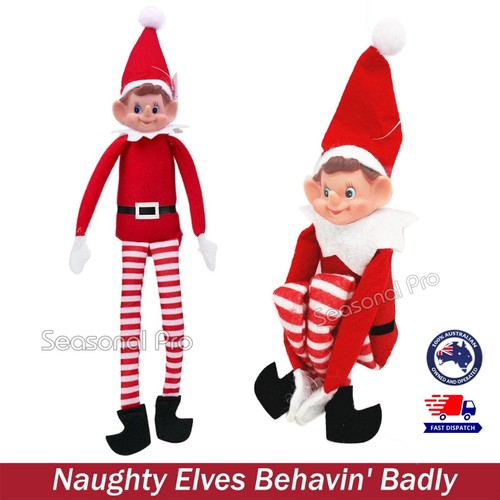 Original Sitting Elf Big Ears Christmas Toy Naughty Elves Red Behavin ...