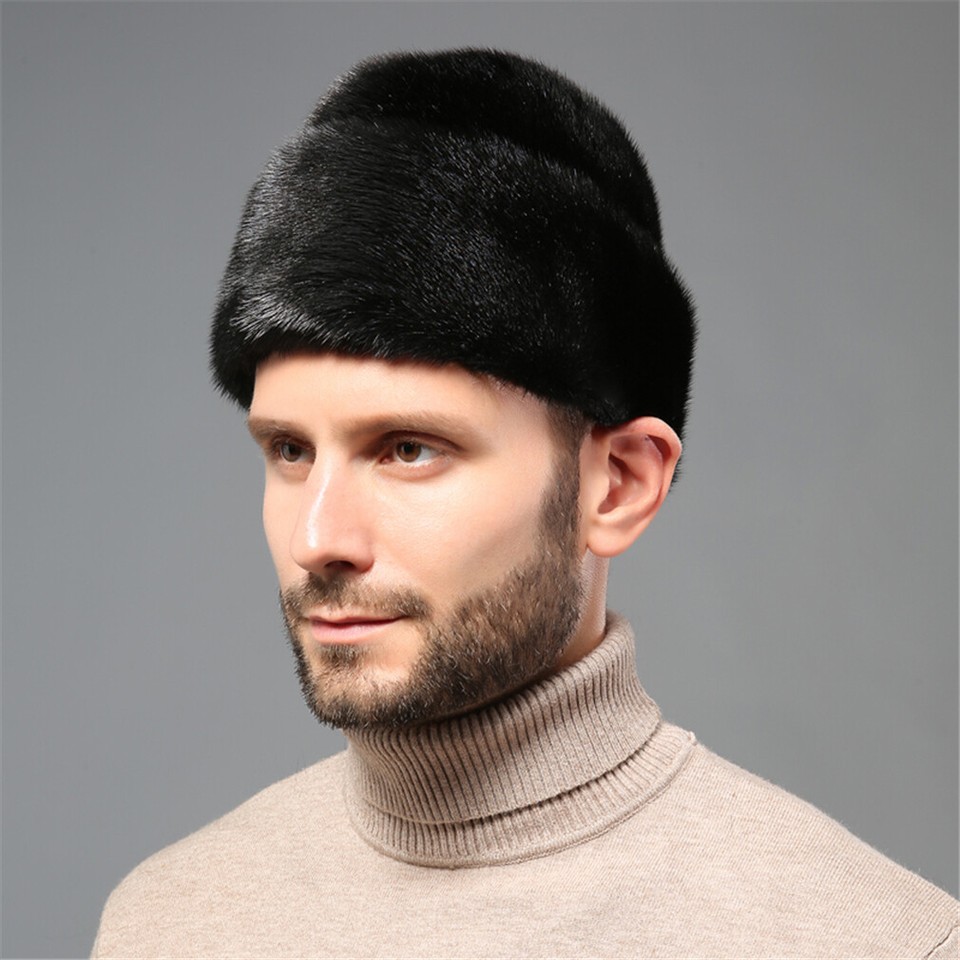 100% Real Whole Mink Fur Hat Thicken Winter Warm Luxury Fashion Cap for ...