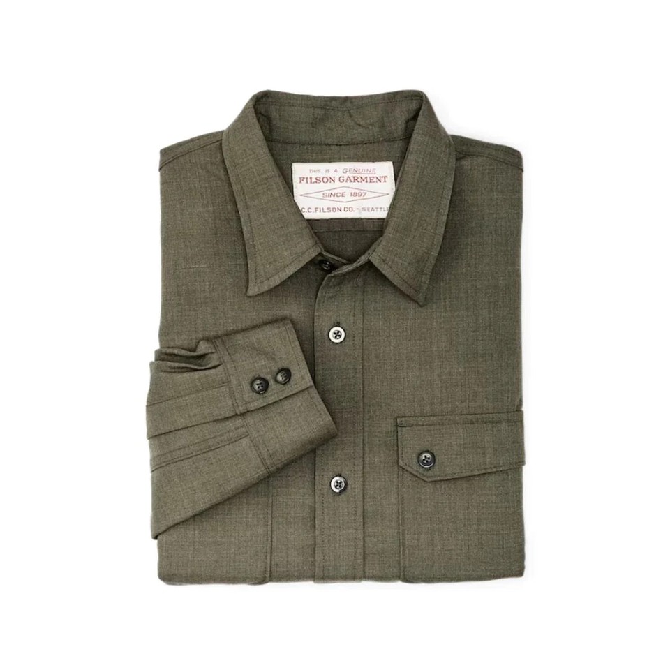 Filson Worsted Wool Guide Shirt 20263530 Forest Green Heather Olive ...