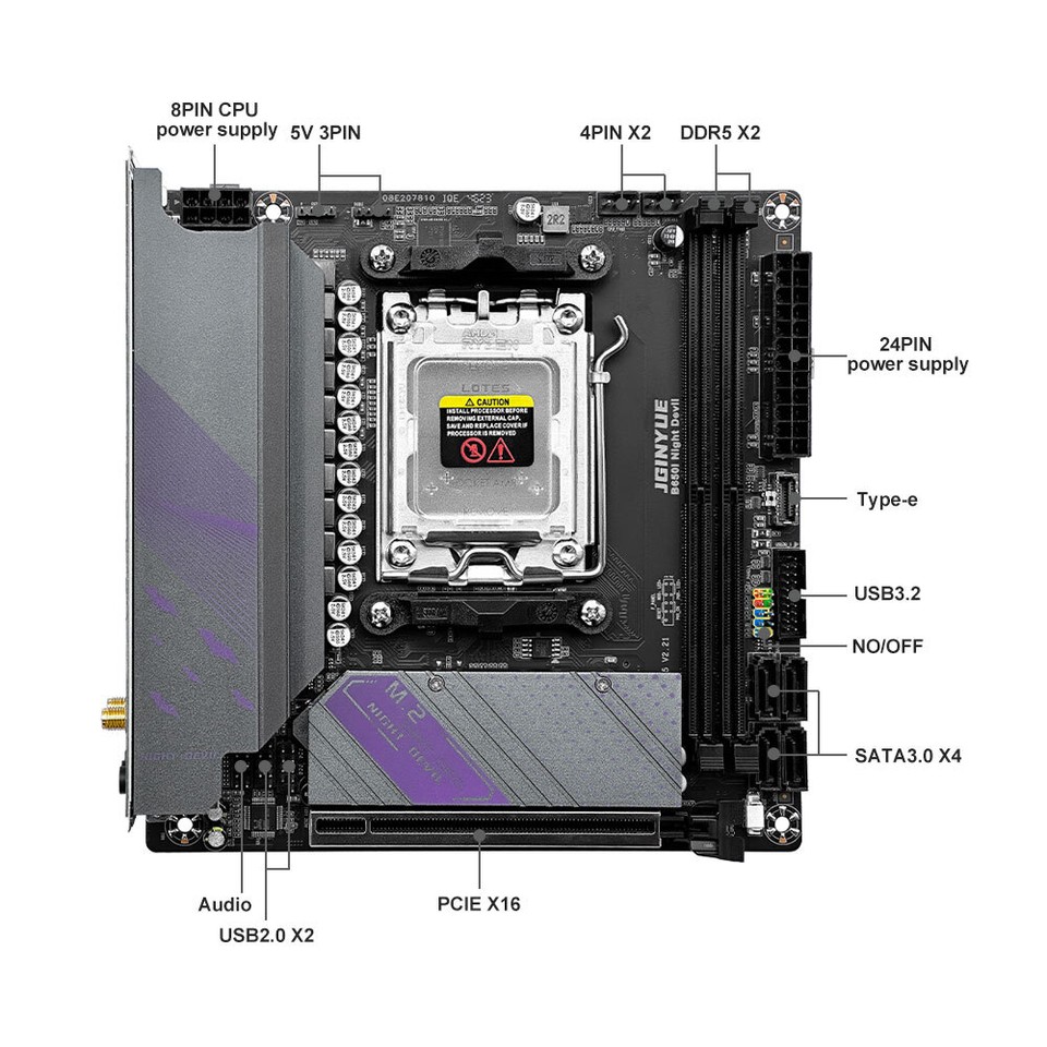 Open Box B650I Night Devil Mainboard WiFi AM5 7000 DDR5 ITX AMD ...