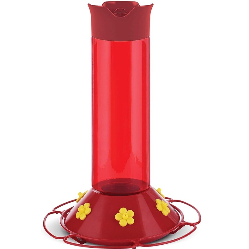Hummingbird Feeder 30 oz Red Plastic with Perches Built-In Ant Moat Bee ...