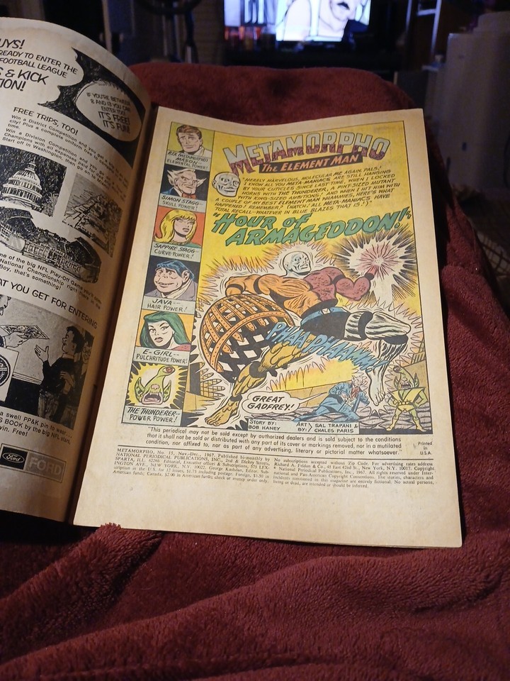 METAMORPHO #15 Dc Comics 1967 THE ELEMENT MAN! "HOUR of ARMAGEDDON ...