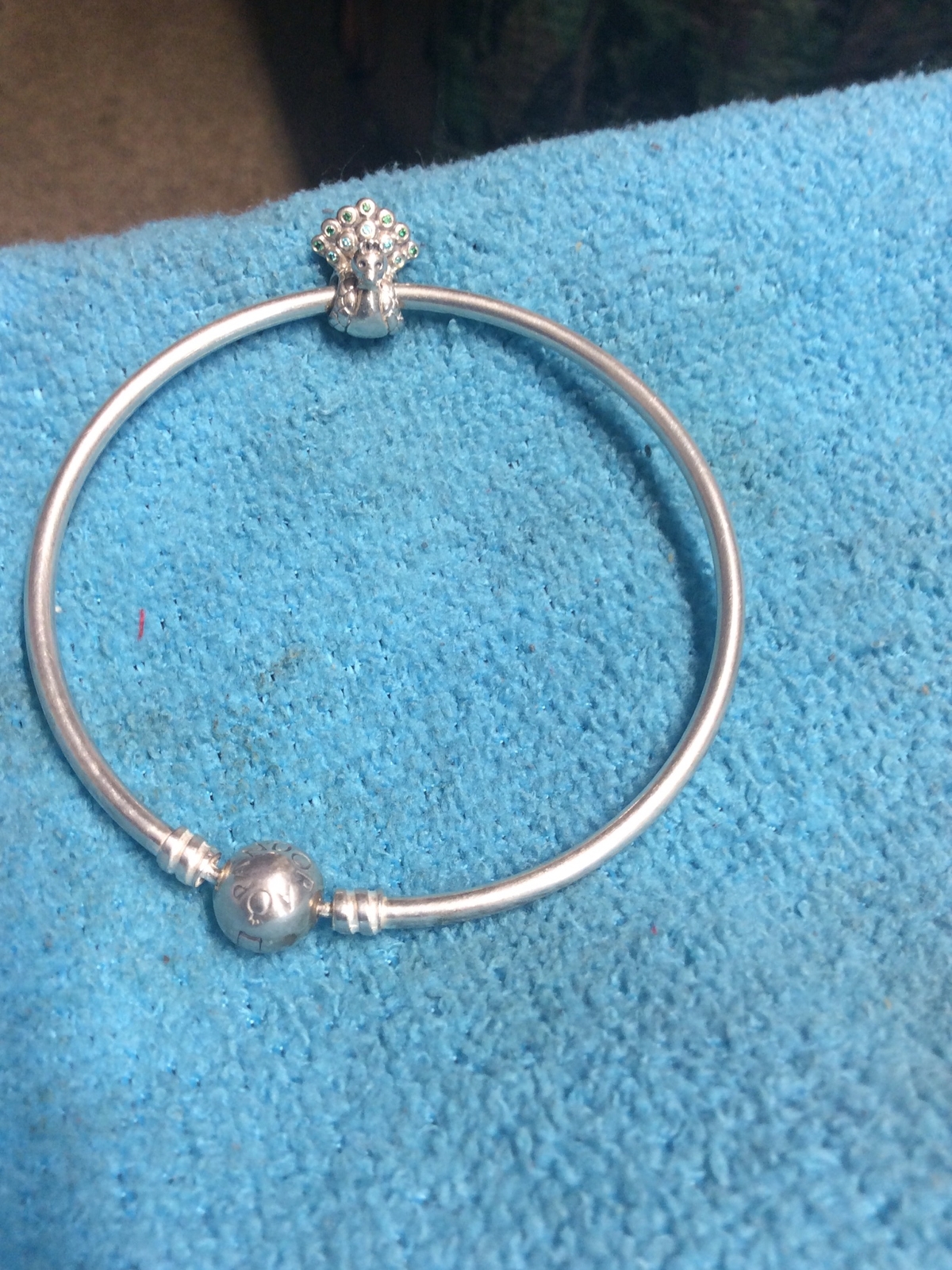 Sterling Silver (.925) Pandora Bangle Bracelet 8” With 1 Charm Peacock ...