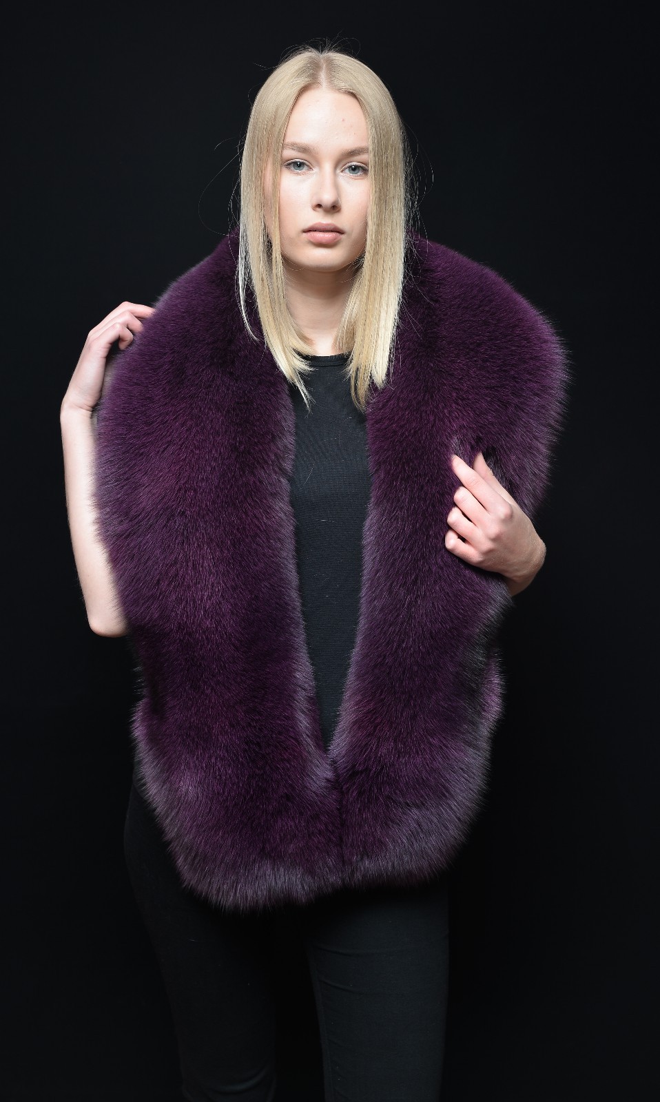 Royal Saga Furs Purple Fox Massive Handmade Stole Boa Shoulder Wrap 70 ...