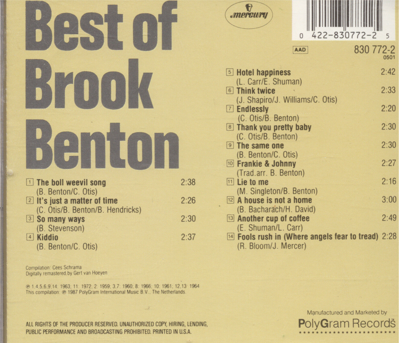 Brook Benton - Best Of Brook Benton CD | eBay