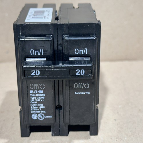 EATON BR220B Type BR 2 Pole BR220B Thermal Magnetic Circuit Breaker 120 ...