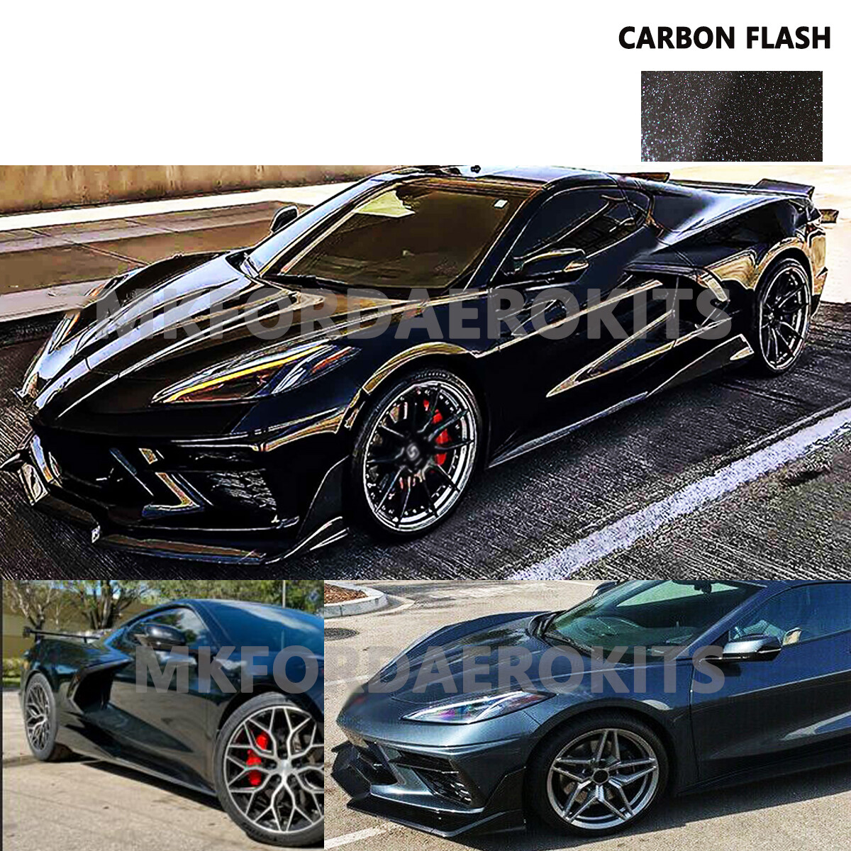 CARBON FLASH Metallic 5VM Style Front Lip & Side Skirts For 2020-Up ...
