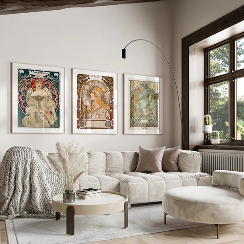 Set of 3 Print Nouveau Posters, Vintage Mucha, Alphonse Mucha Wall Art ...
