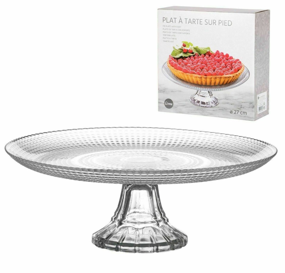 Rustic 27cm Glass Muffin Cup Cake Tart Plate Party Cloche Display Stand ...