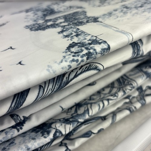 Portofino QUEEN Sheet Set Jungle Toile Elephant Print White Blue Made ...