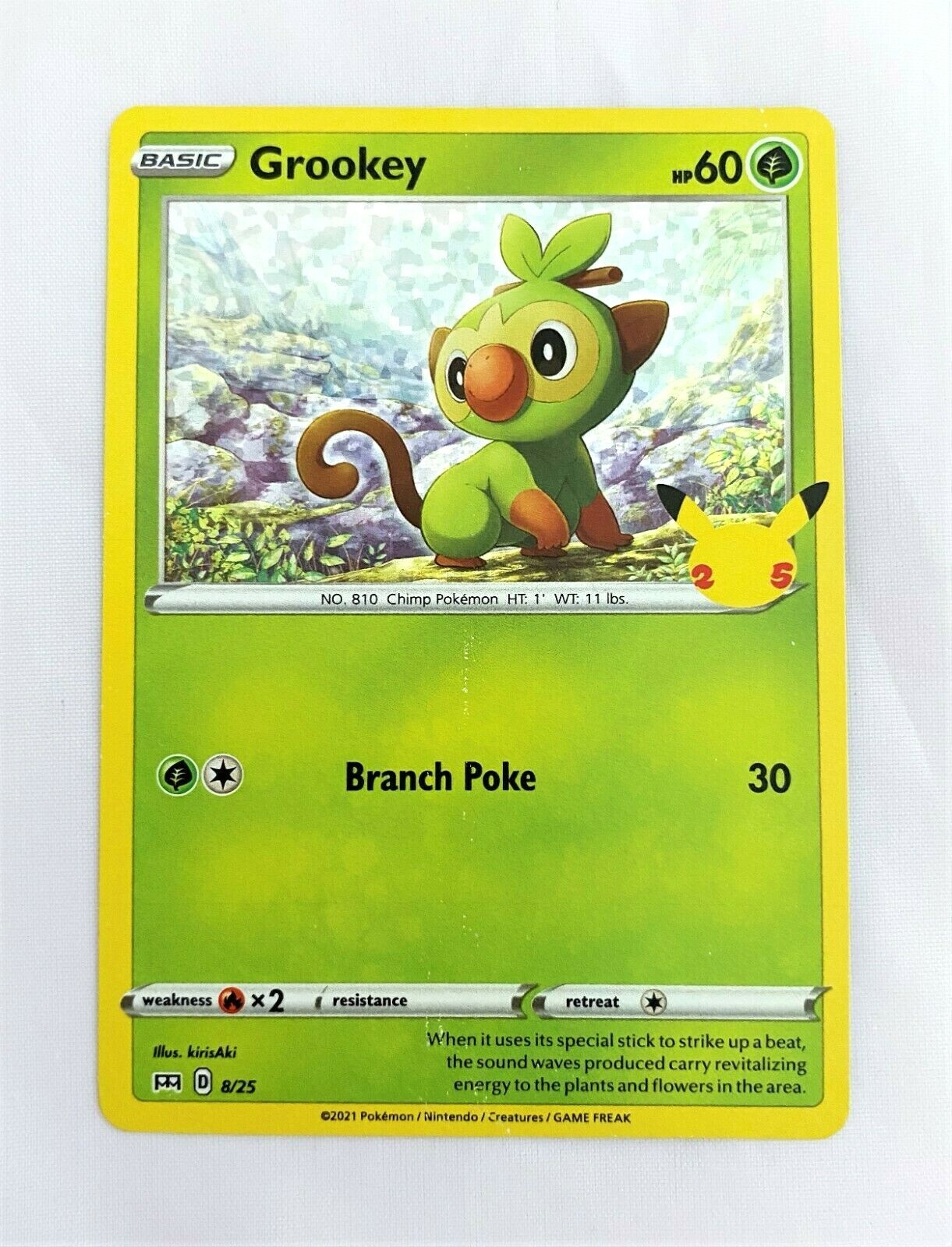 Grookey Pokemon Card Shiny Holo McDonalds Promo 25th Anniversary 8/25 ...