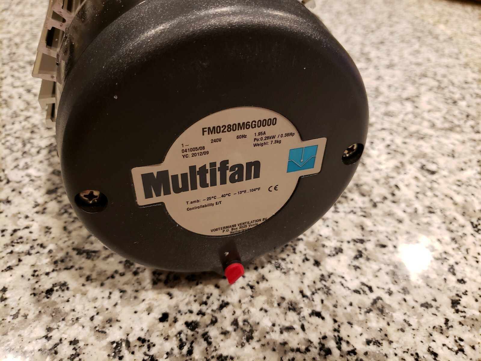 NEW - SURPLUS- Multifan AC Motor FM0280M6G0000 240VAC, 1558 RPM, TEAO ...
