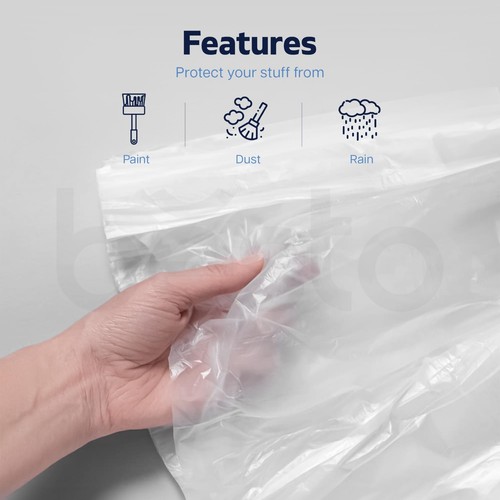6Pcs 12x9ft Polythene Waterproof Plastic Dust Sheets Cover Furniture ...